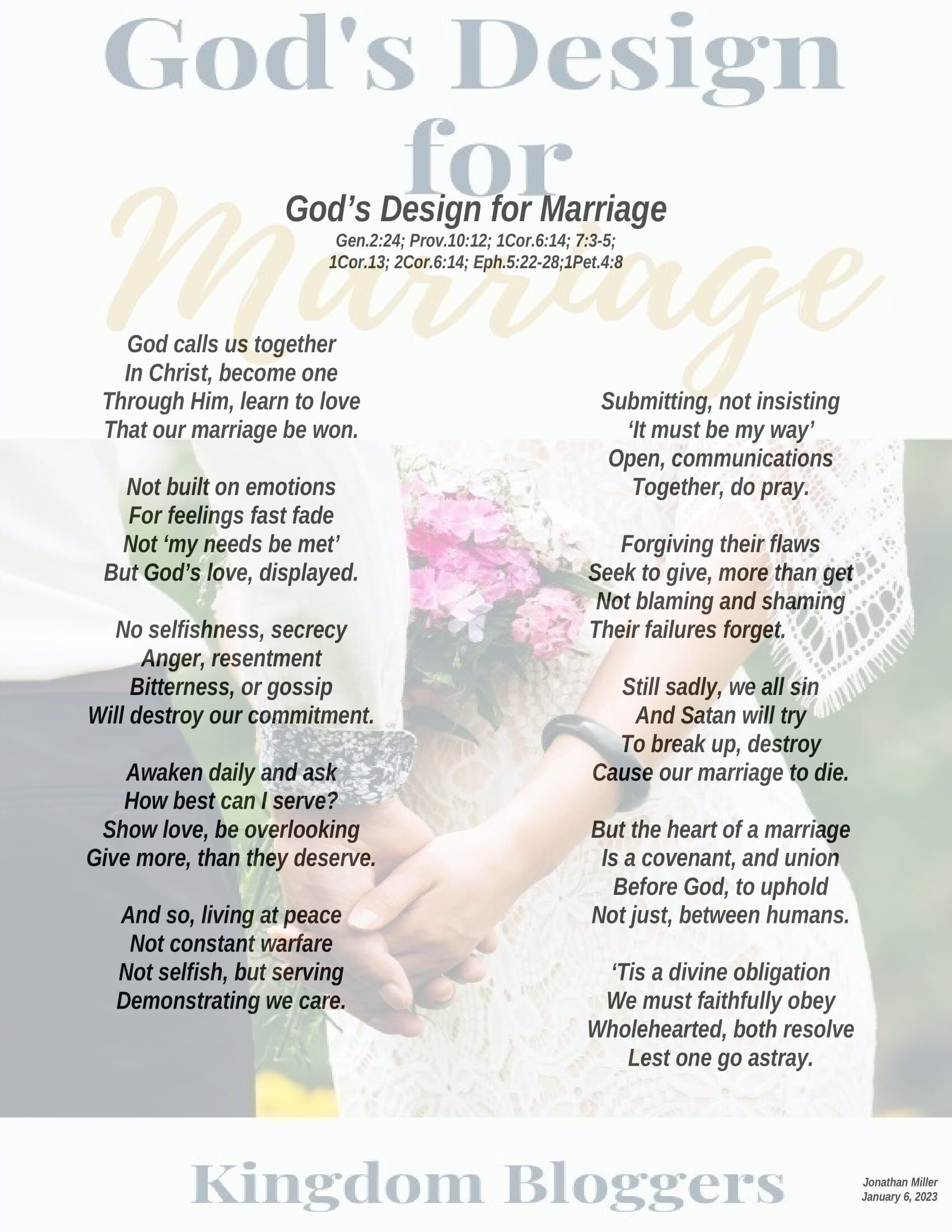 God's design for marriage is walking in love in Christ Jesus